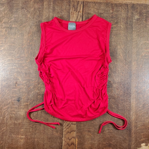 Olivia Rae | Tops | Olivia Rae Red Tank Ruched Sides Crew Neck | Poshmark
